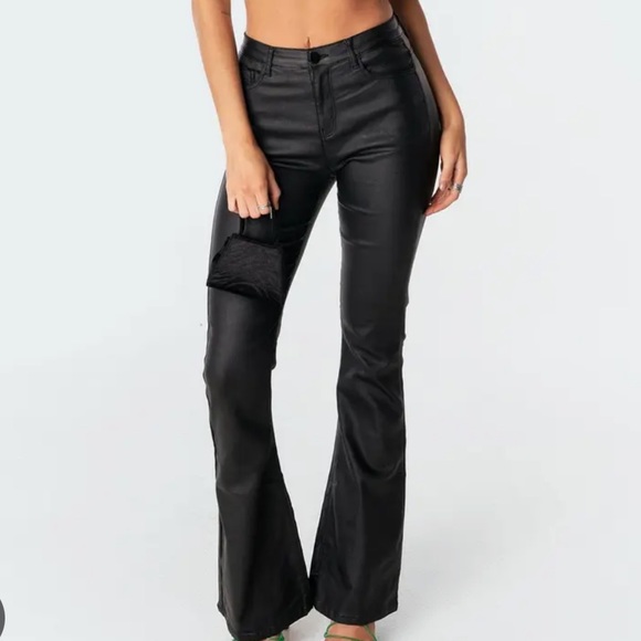 Edikted | Pants & Jumpsuits | Edikted Viral High Waist Leather Flare ...